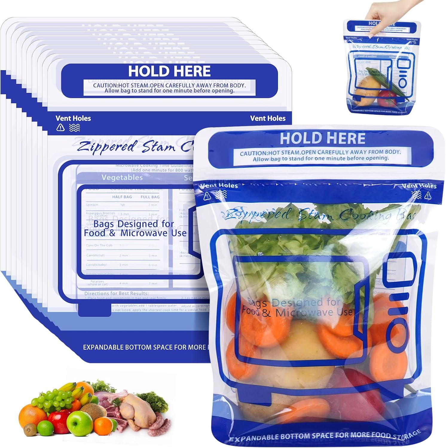 20 Pcs Microwave Steam Cooking Bags for Vegetables Microwave Steamer ...