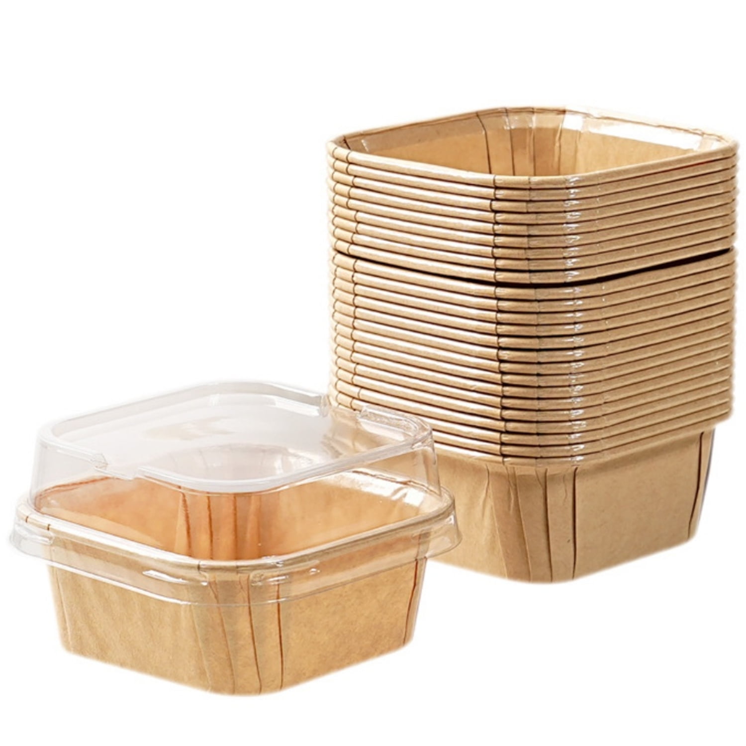 20 Pcs Mini Cake Pans With Lids Topboutique Square Brownie Baking Cups ...