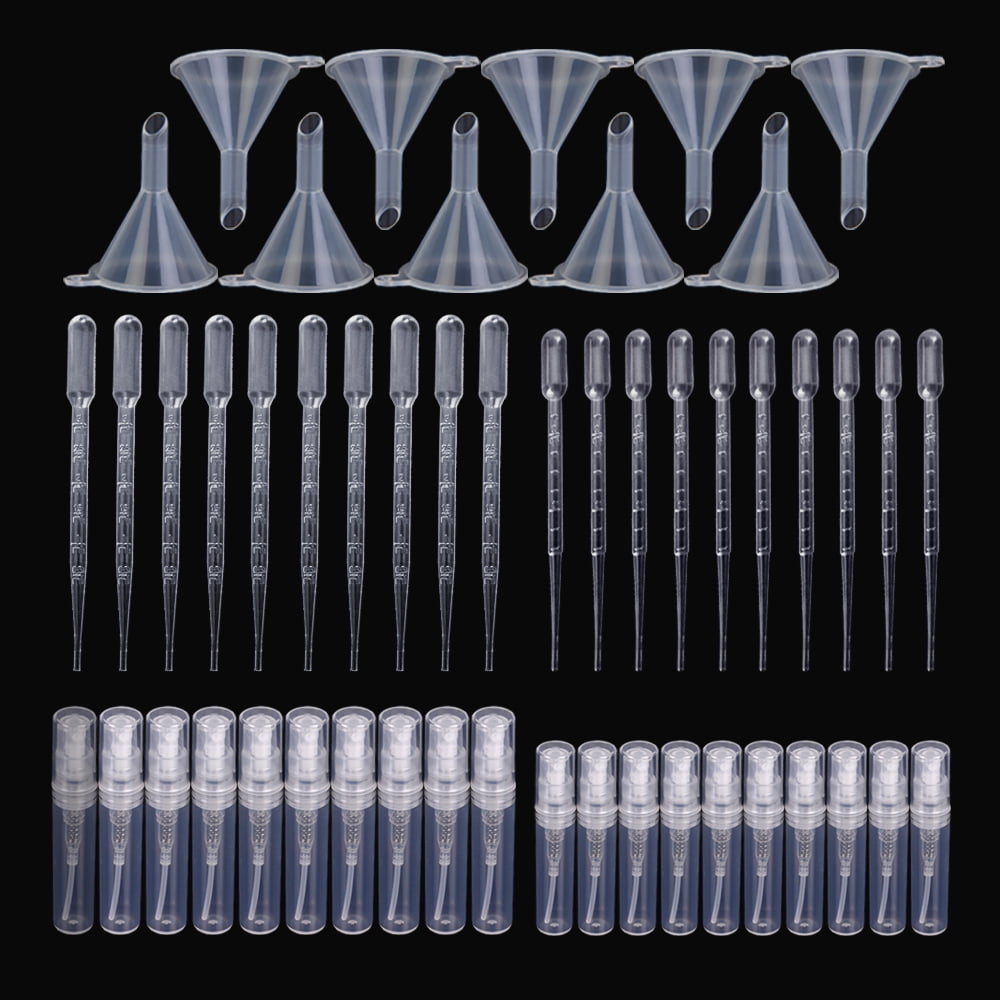 20 Pcs Mini Clear Plastic Spray Bottle Set (2ml, 3ml), With 20 Plastic ...