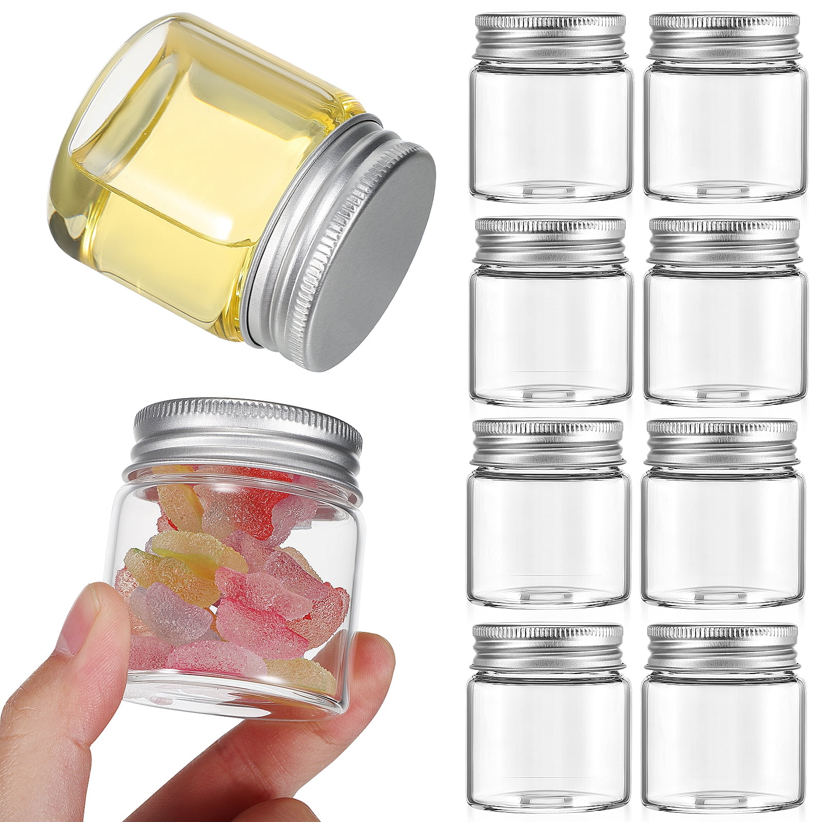20 Pcs Mini Glass Jars with Sealing Lids 47*50 50ml Small Container ...