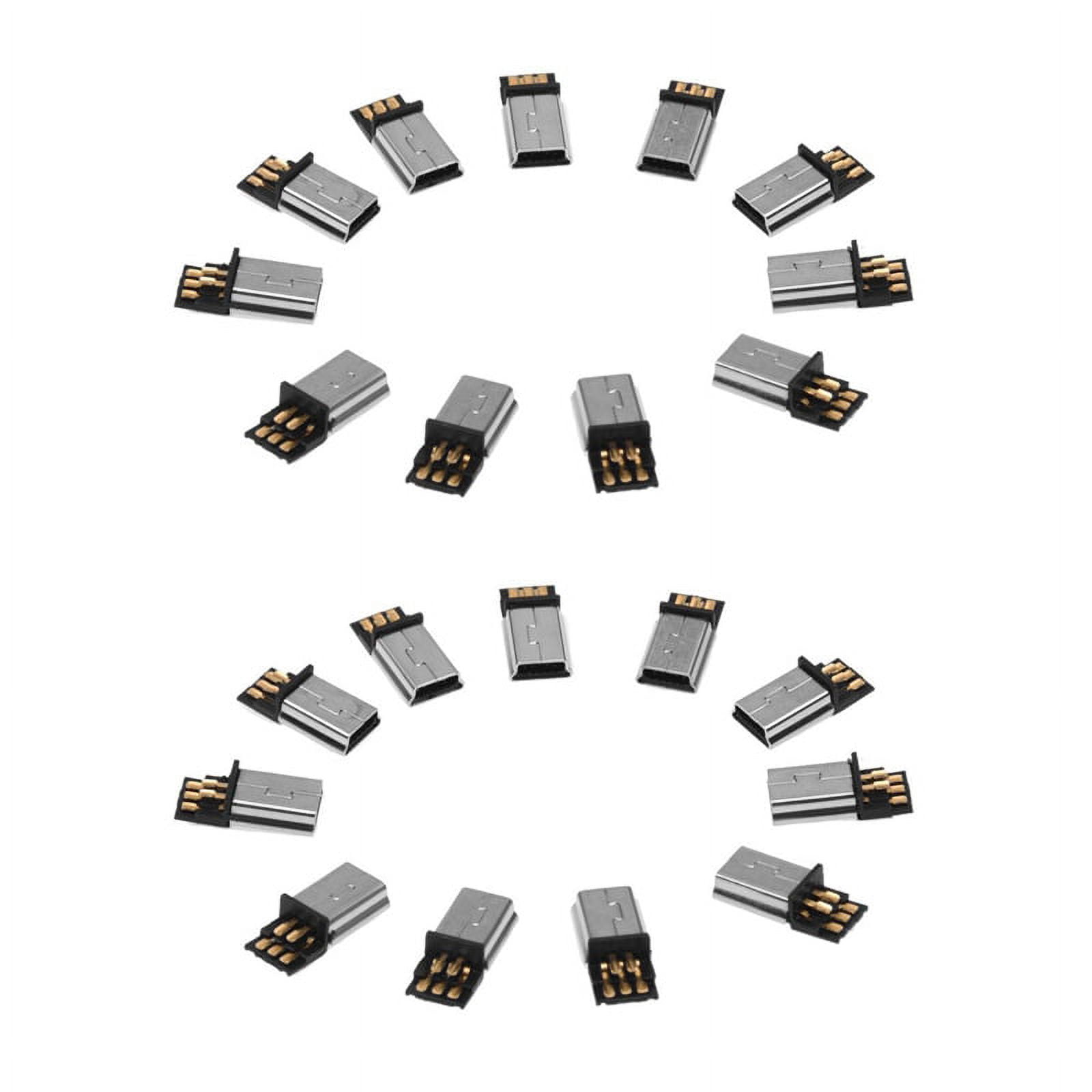 20 Pcs Mini USB 5 Pin Male Plug DIY SMT Connector Silver Tone Dark Gray ...