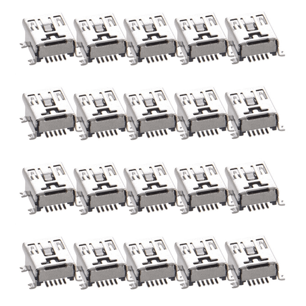 20 Pcs Mini USB Type B Female Port 5-Pin 180 Degree SMD SMT PCB Jack ...