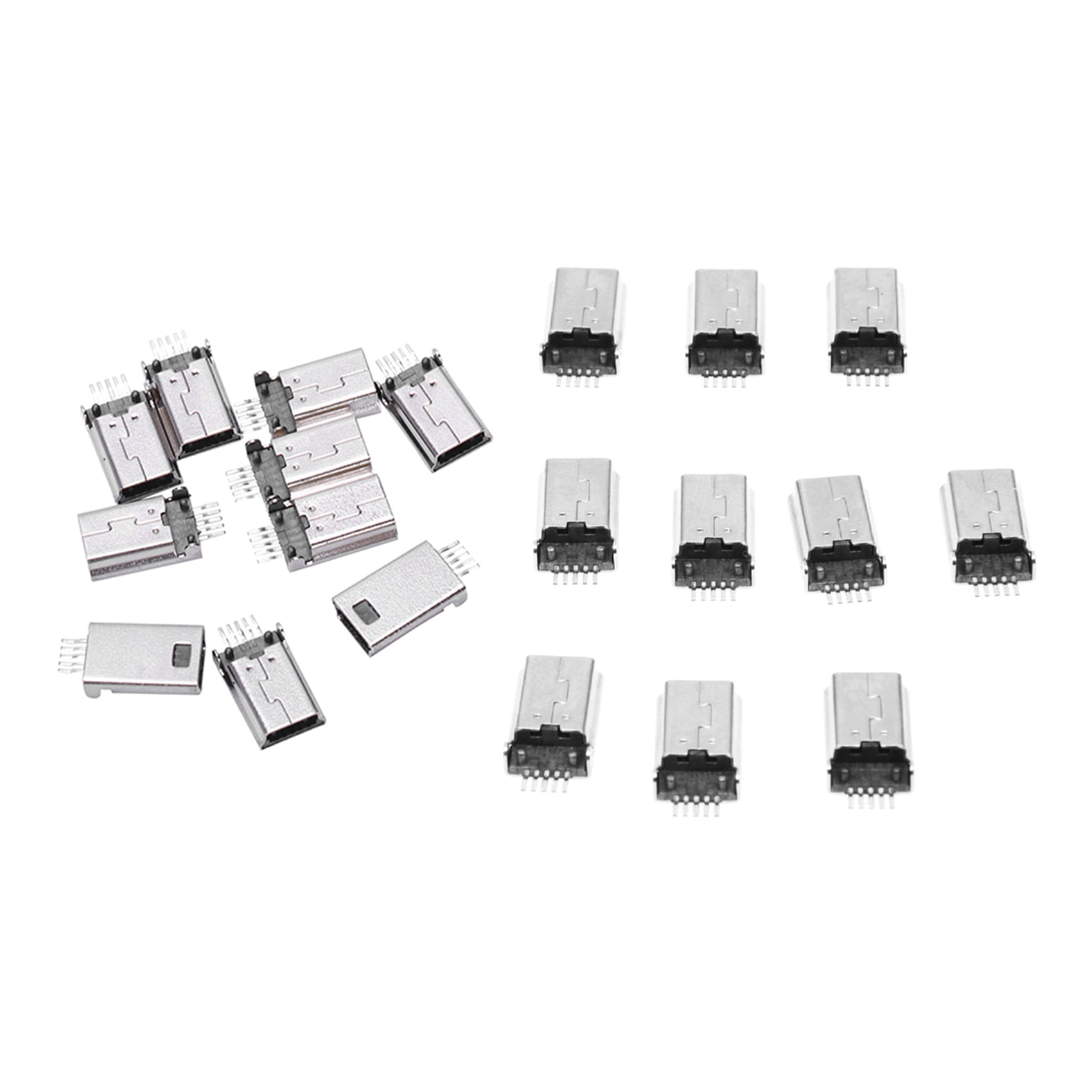 20 Pcs Mini USB Type B Plug Male 180 Degree 5-Pin SMD Solder Jack ...