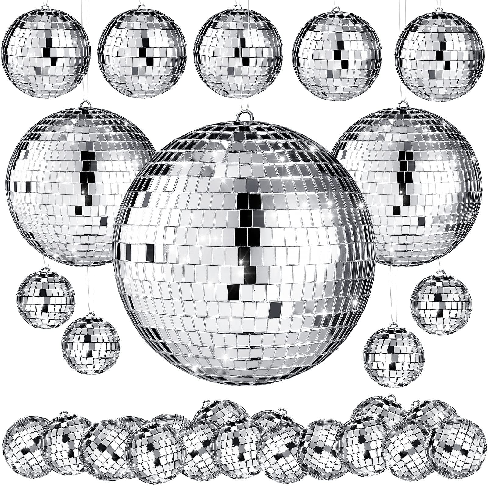 20 Pcs Mirror Disco Ball Decorations, Assorted Sizes Mini Reflective ...