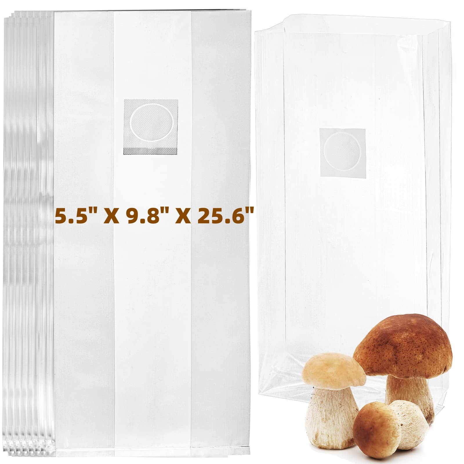 20 Pcs Mushroom Grow Bags, 9.8 x 5.5 x 5.26 inch Polypropylene Mushroom ...