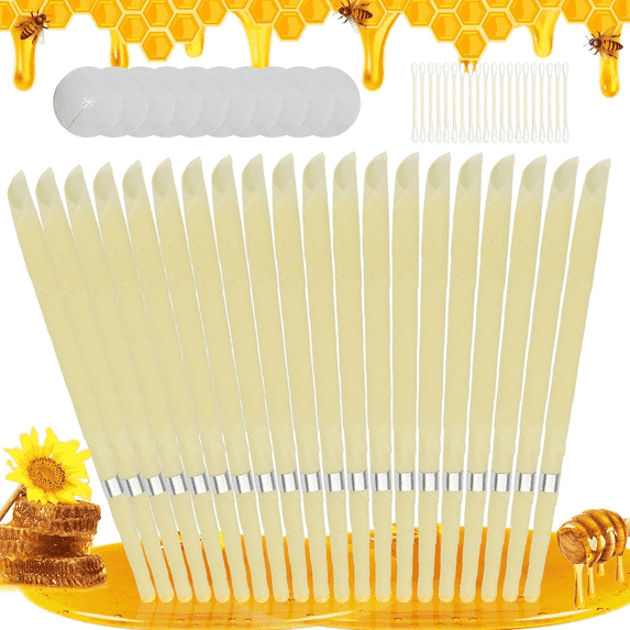 20 Pcs Natural Beeswax Ear Candles Set, Aromatherapy Spa Candles with ...