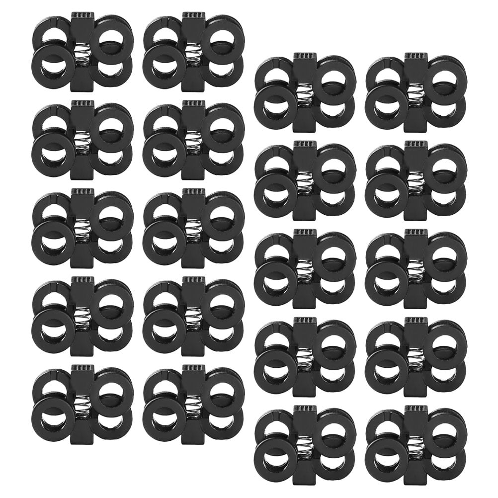 20 Pcs No Tie Shoe Laces Locks Shoelace Buckles Kit Toggle Child Black ...