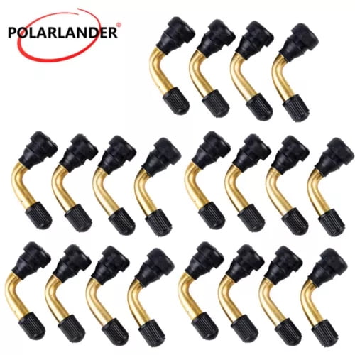 20 Pcs PVR50 45 Degree Angled Tubeless Tire Brass Valve Stem Snap-in Base Rubber Angled Snap-in ...