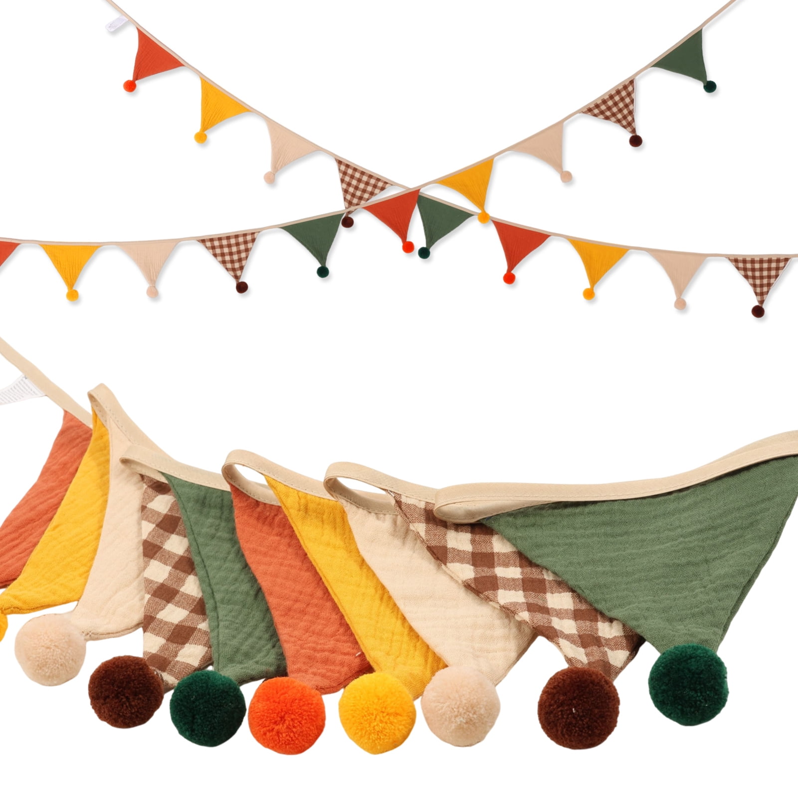 20 Pcs Pennant Banner Flags2 Sets Bunting Garland, Muslin Cotton Fabric ...