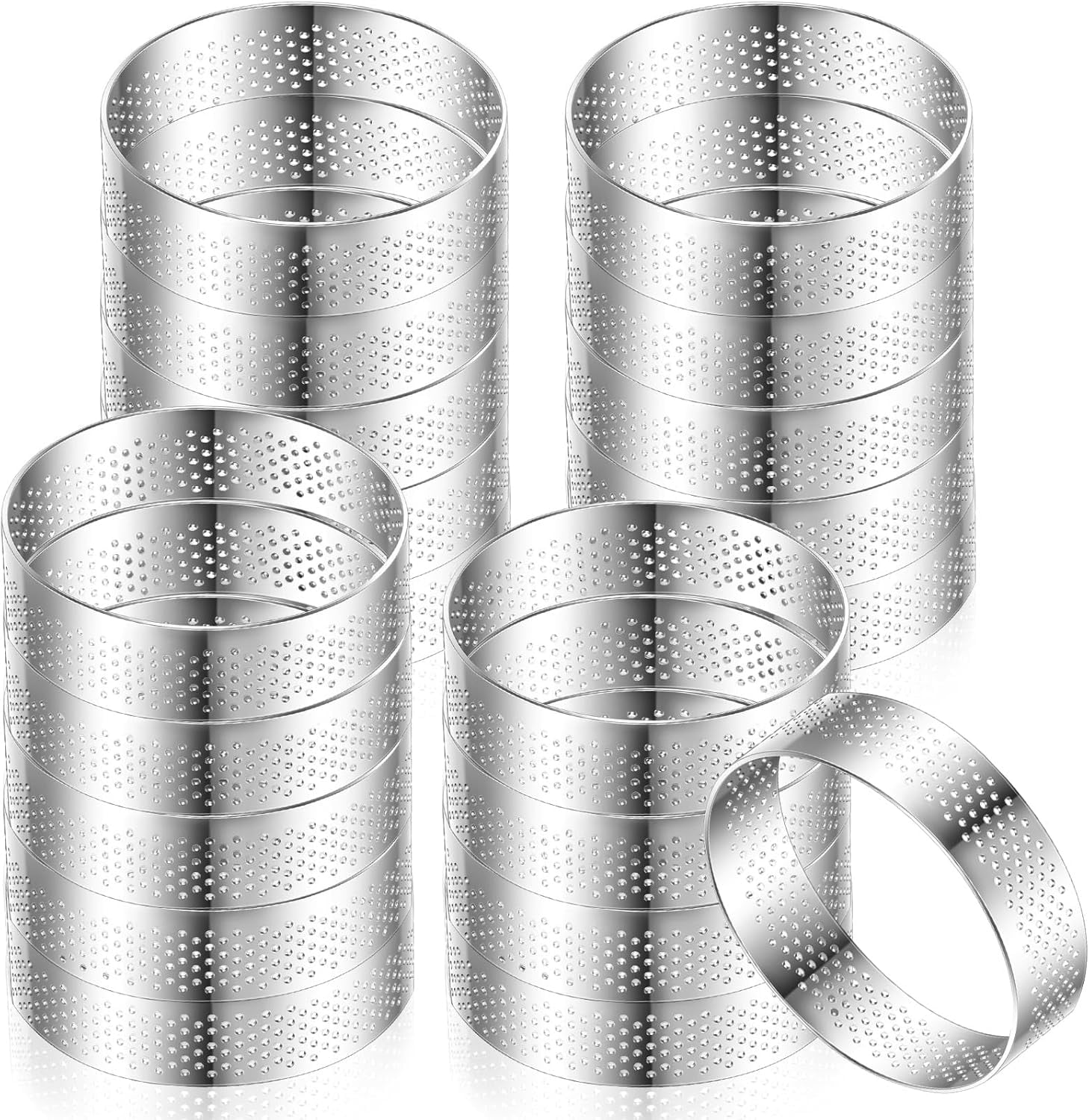 20 Pcs Perforated Tart Rings Round Stainless Steel Tart Rings for ...