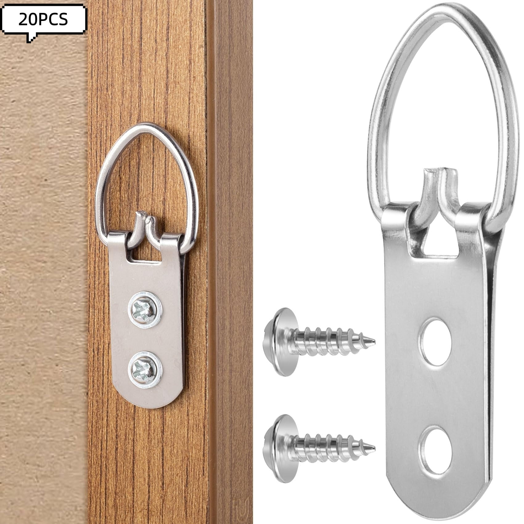 20 Pcs Picture Hanging Kit 2 Holes D Rings Heavy Duty Picture Hangers ...