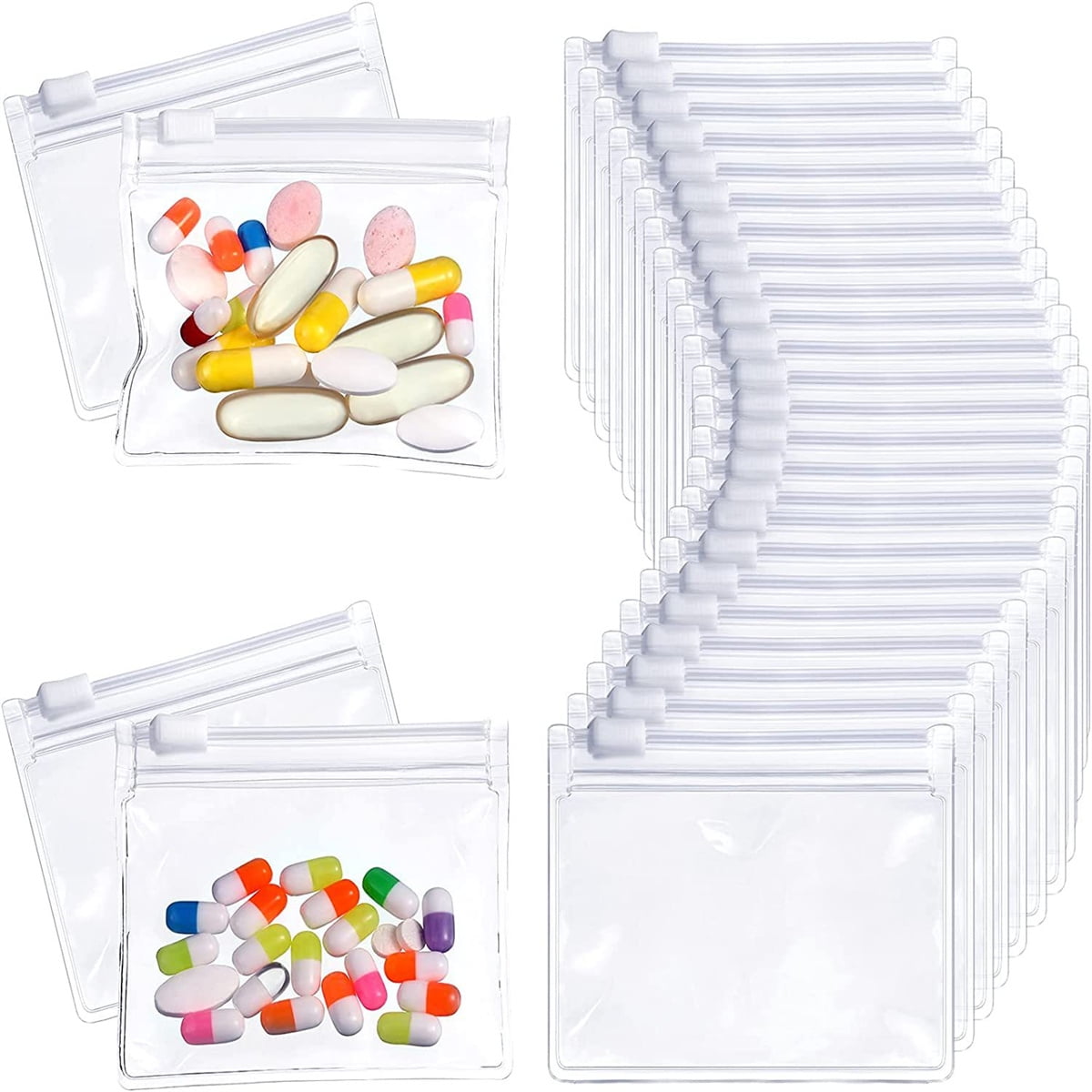 20 Pcs Pill Pouch Bags, BPA-free Clear Pill Bags,3x2.75 Transparent ...