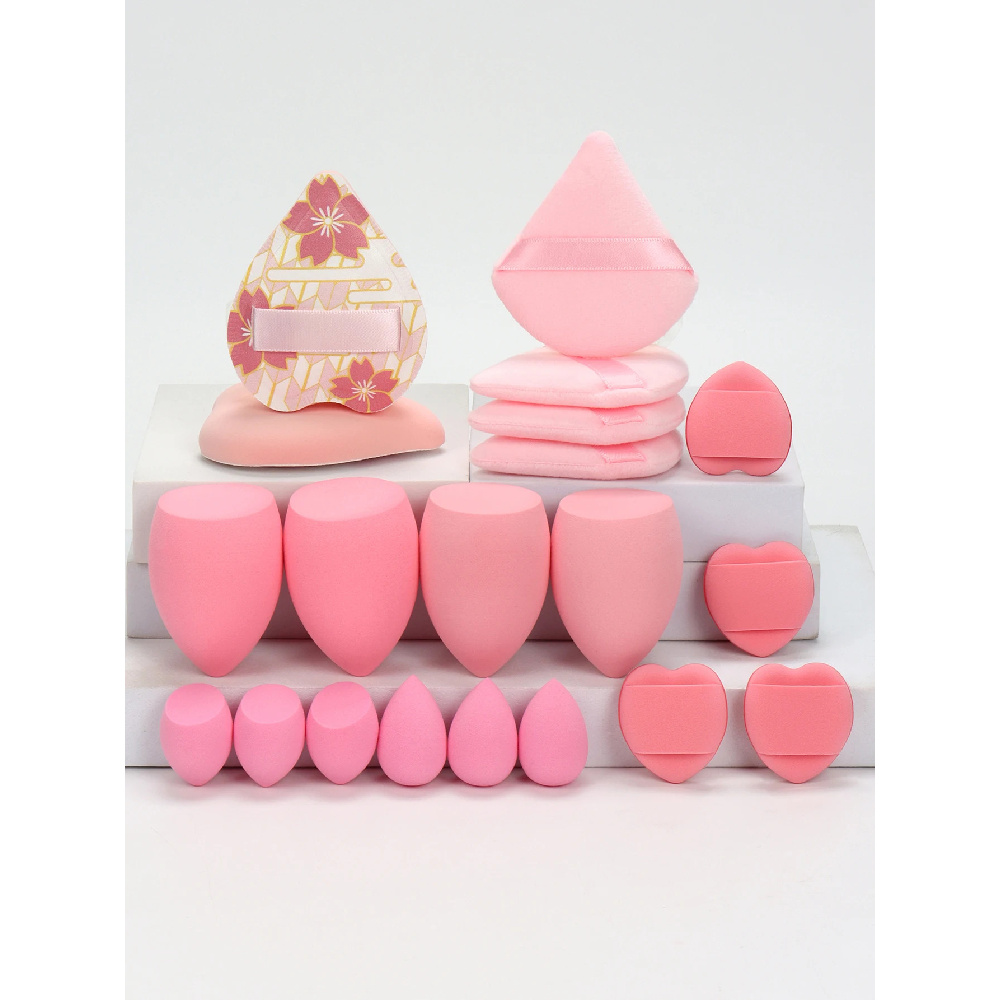 20 Pcs Pink Makeup Sponge and Makeup Puff Set Suitable for Face Cream ...