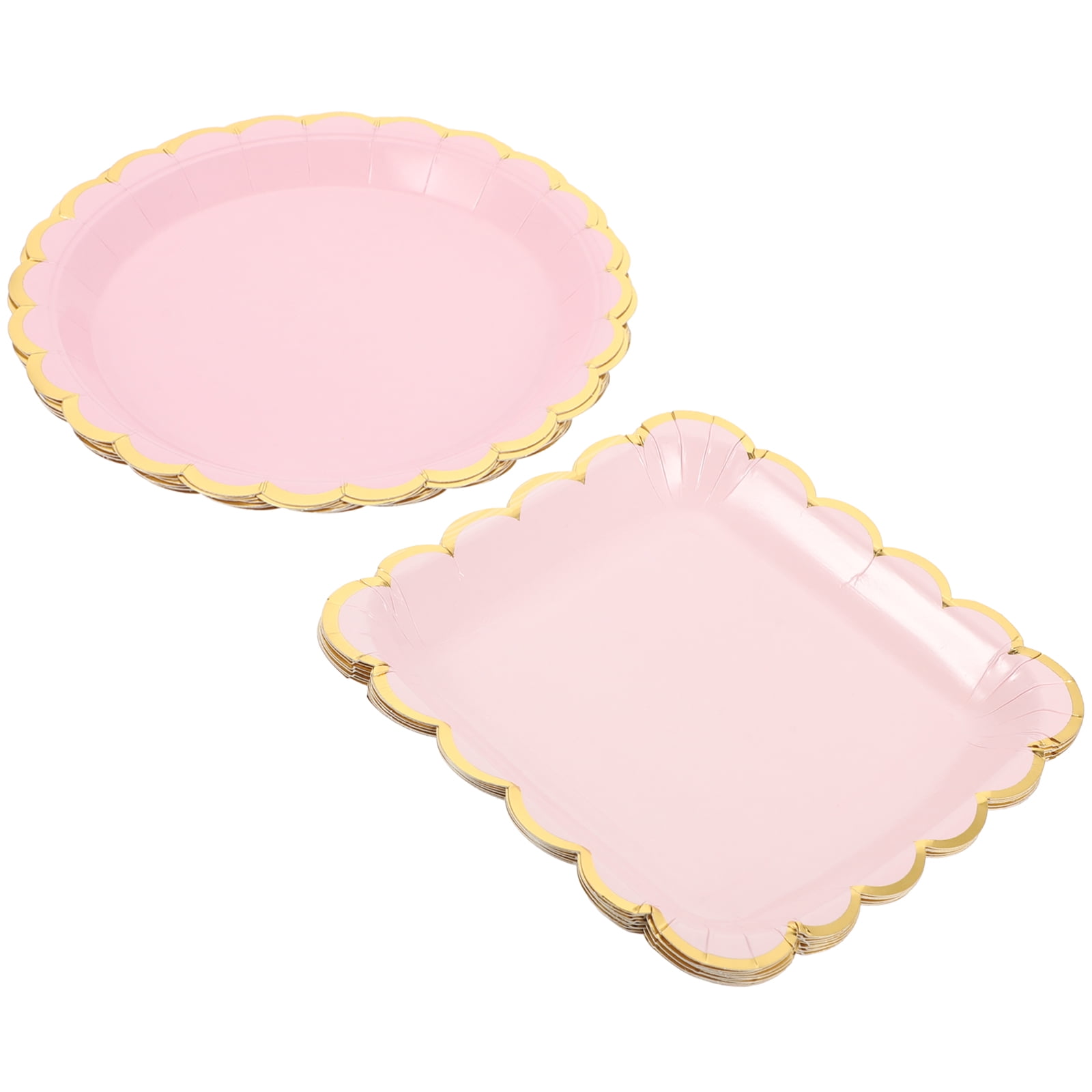 20 Pcs Pink Square Paper Plate Disposable Party Plates Dinner Flatware ...