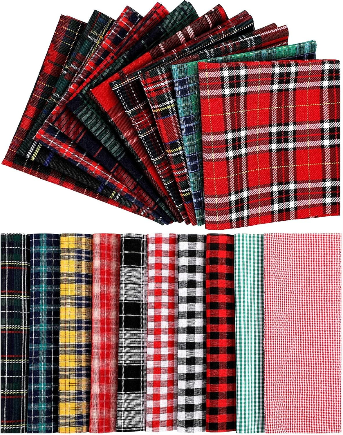 20 Pcs Plaid Fabrics 20*20cm Buffalo Plaid Fabric Square Gingham Fabric ...