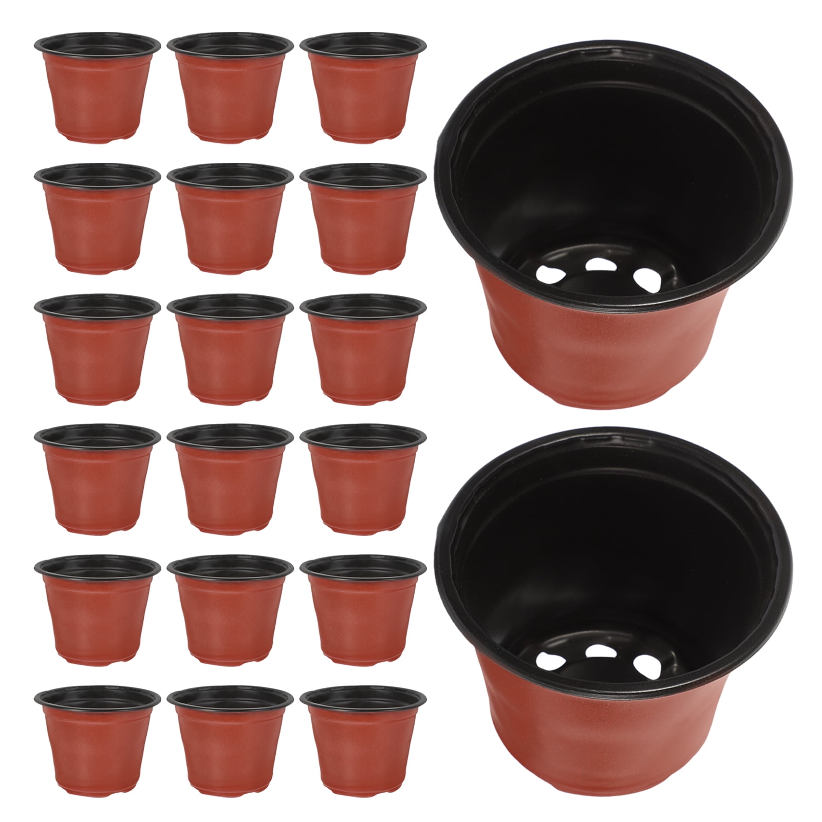 20 Pcs Plant Pot Flower Planter Square Container Nursery Brown ...