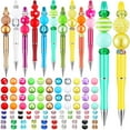 20 Pcs Plastic Beadable Pen Assorted Bead Pen and 88 Pcs Multicolor ...