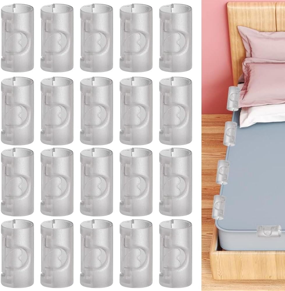 20 Pcs Plastic Bed Sheet Grippers, Sheet Fastener Clips with Two-Speed ...