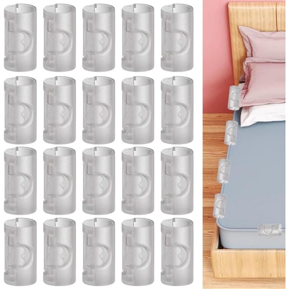 20 Pcs Plastic Bed Sheet Grippers, Sheet Fastener Clips with Two-Speed ...