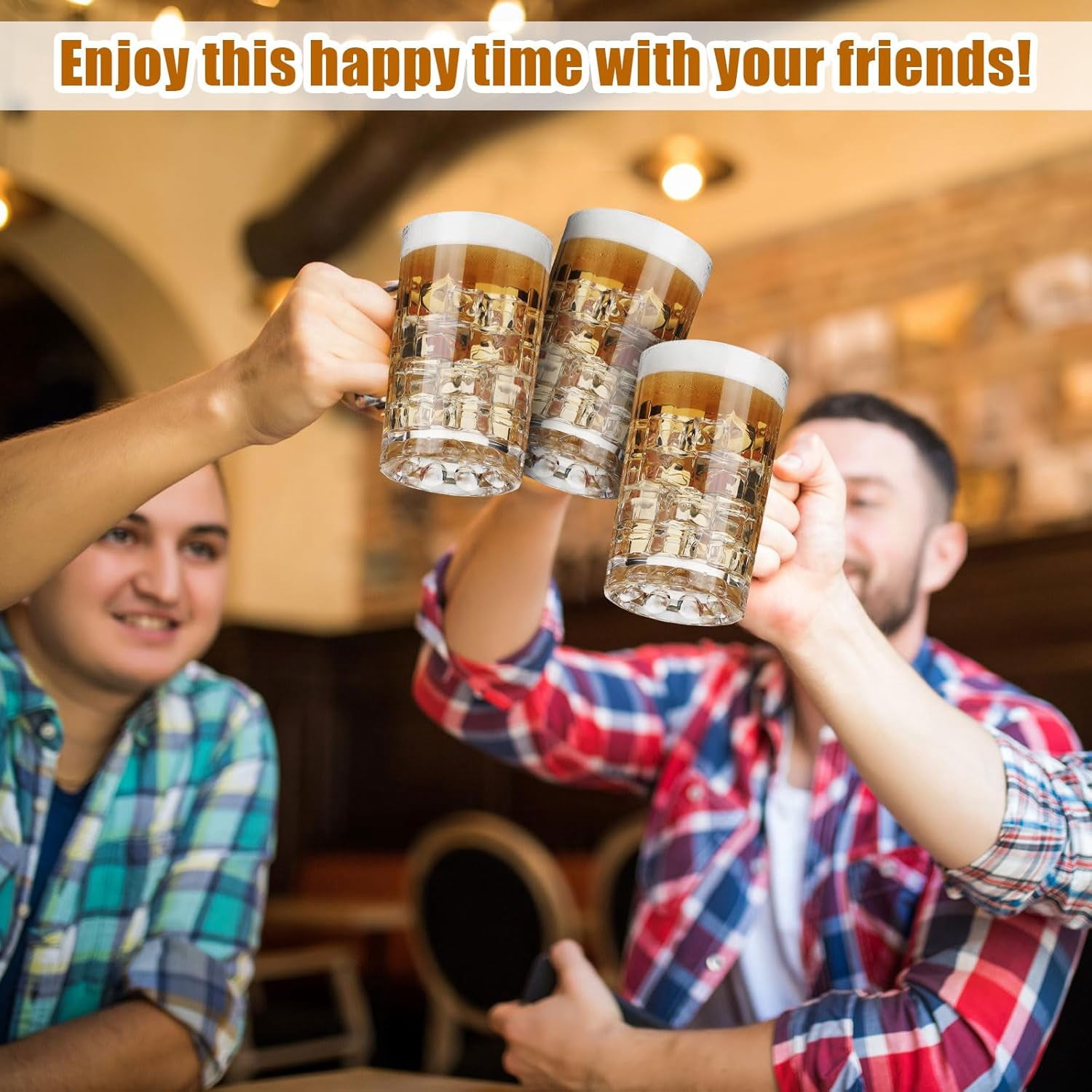 20 Pcs Plastic Beer Mugs with Handles 16 oz Oktoberfest Beer Stein Bulk ...