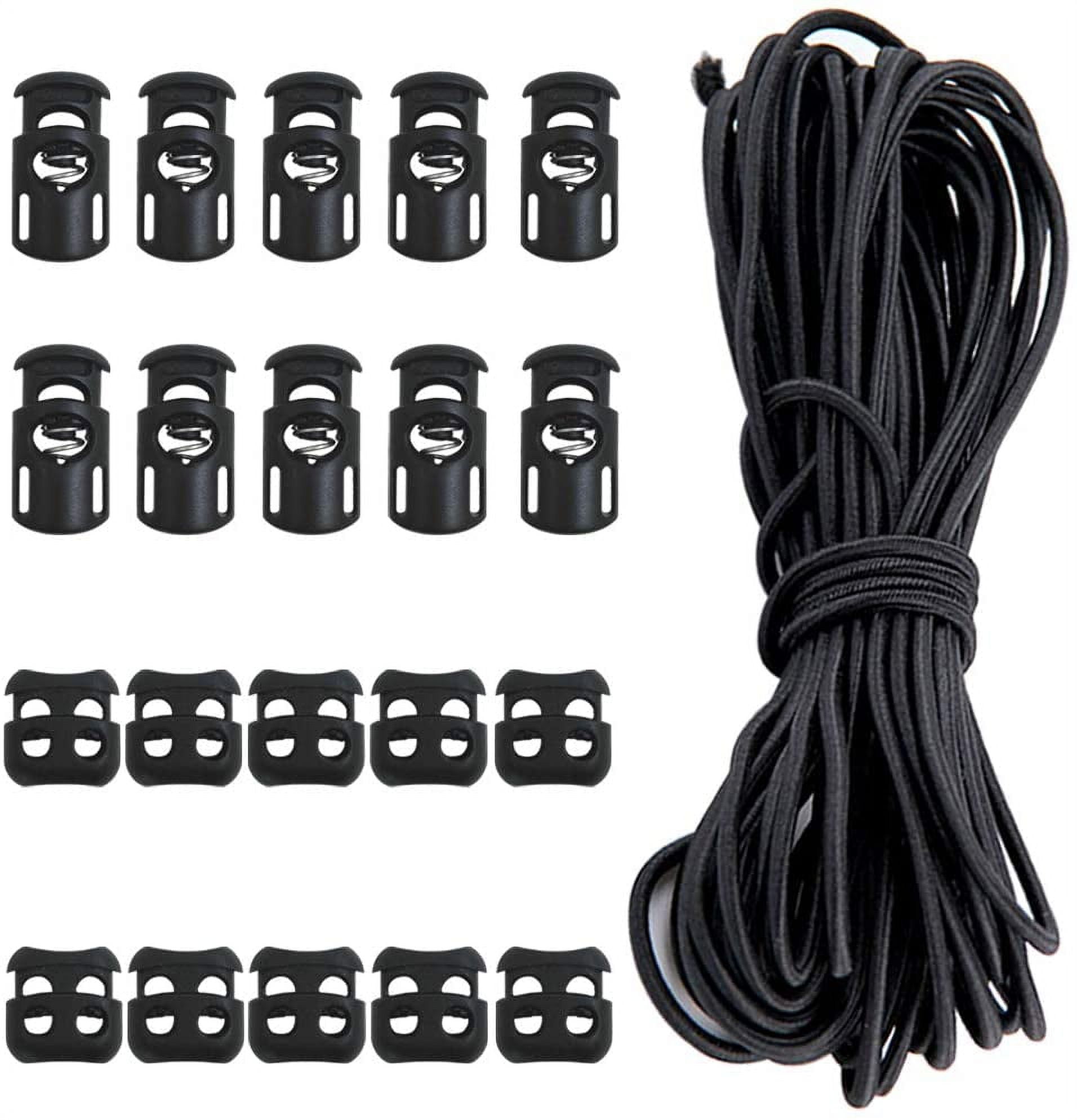 20 Pcs Plastic Cord Locks kit Elastic Bungee Nylon Shock Cord 1/8