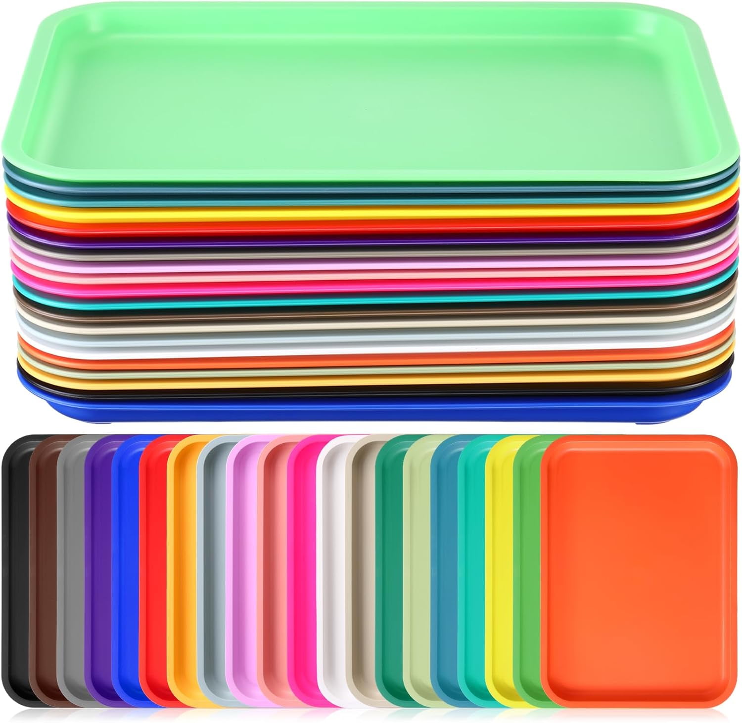20 Pcs Plastic Fast Food Trays Bulk Colorful Cafeteria Restaurant ...