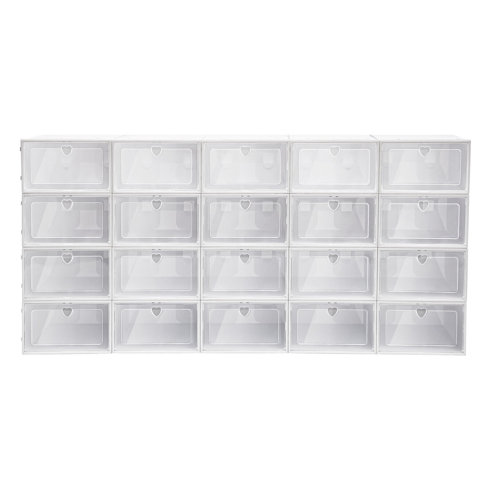 20 Pcs Plastic Stackable Clear Foldable Shoe Box, Shoe Container ...