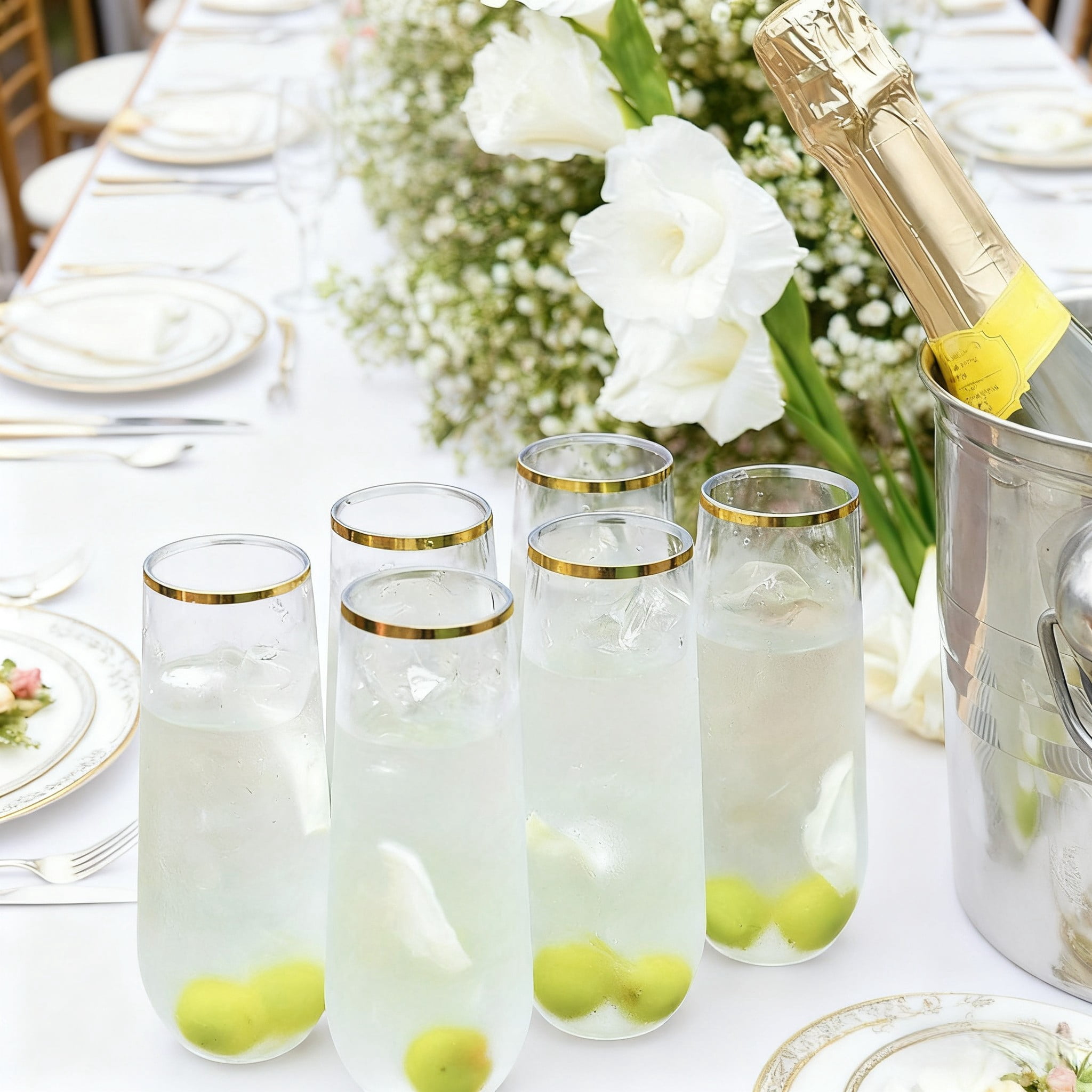 20 Pcs Plastic Stemless Champagne Flutes, 9 Oz Disposable Mimosa ...