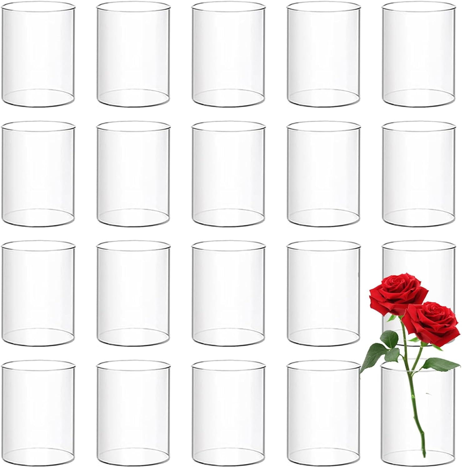 20 Pcs Plastic Vases, 4 Inch Clear Acrylic Cylinder Vase Bulk Floating ...