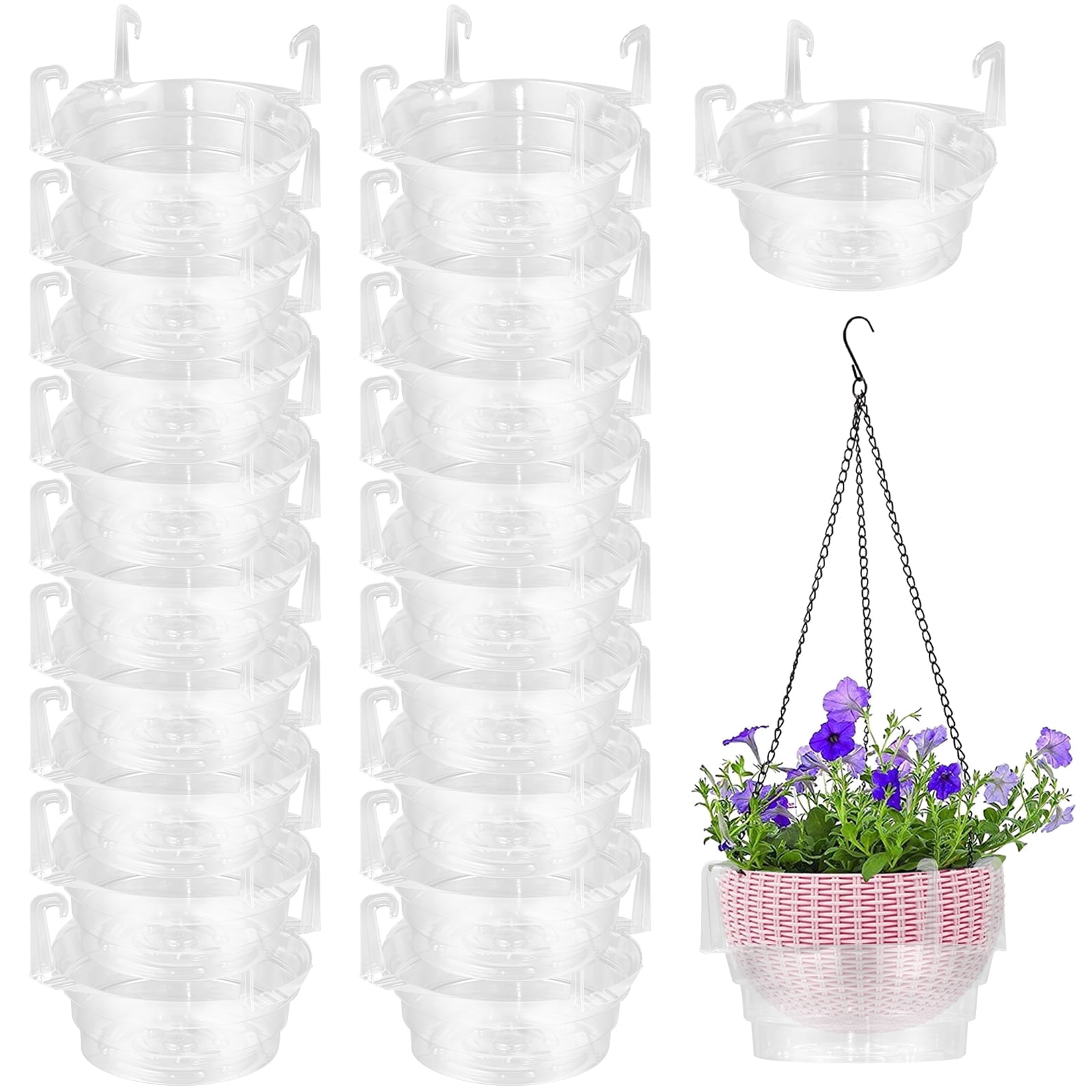 20 Pcs Reusable Hanging Basket Water Catcher Transparent Plastic ...
