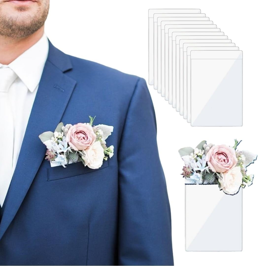 20 Pcs Pocket Boutonniere Plastic Sleeve Pocket Boutonniere Holder for ...