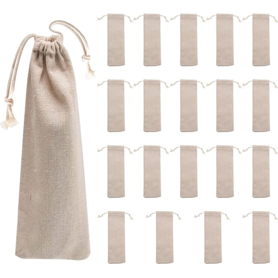 20 Pcs Portable Cotton and Linen Pouch Bag Straw Carrying Cases, Straw ...