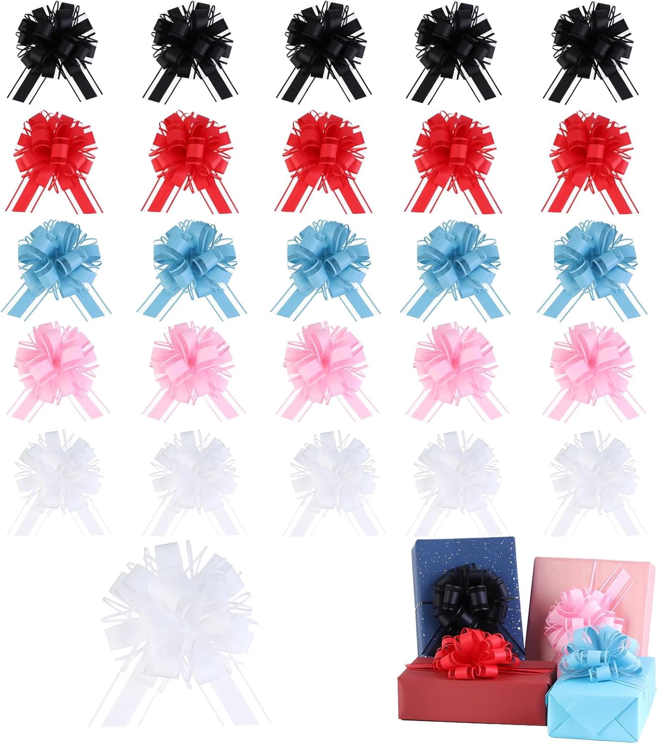 20 Pcs Pull Bows for Gift Wrapping, 5 Types of 6 Inches Gift Bows with ...