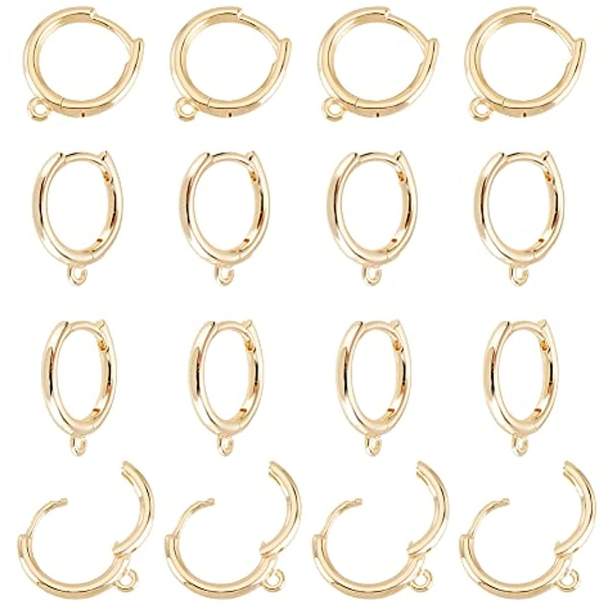 20 Pcs Real 14K Gold Plated Lever Back Earrings Huggie Hoops Round ...