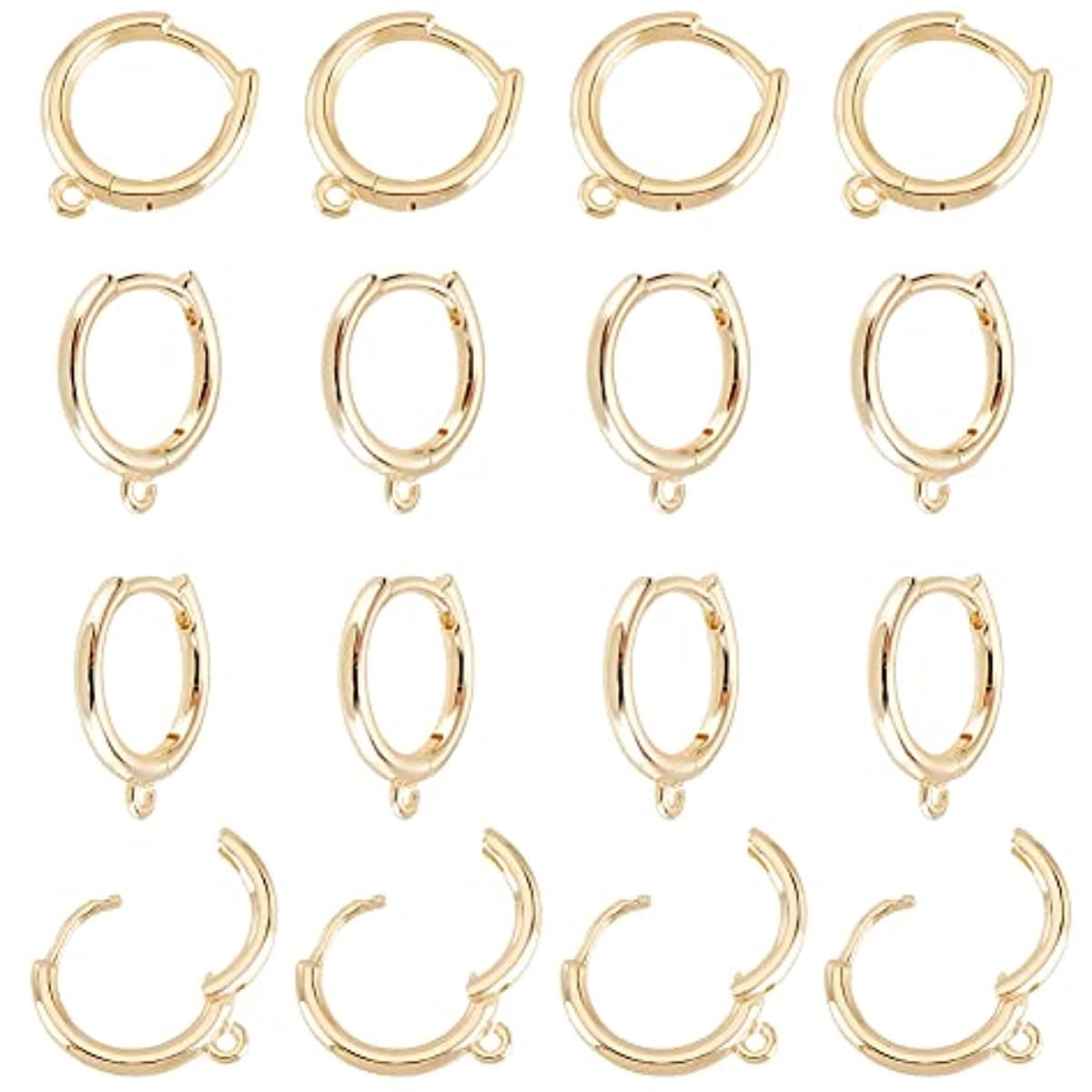 20 Pcs Real 14K Gold Plated Lever Back Earrings Huggie Hoops Round ...