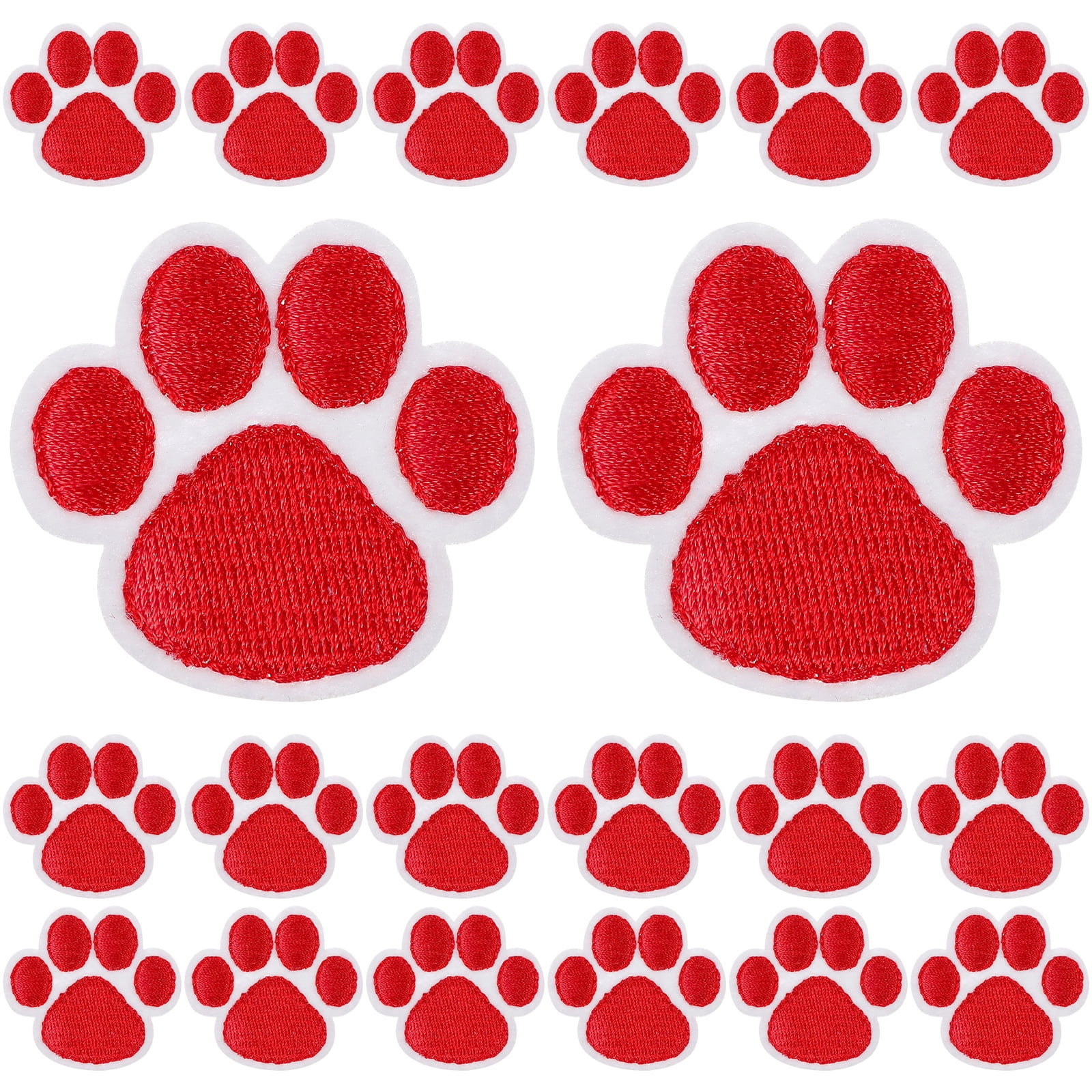 20 Pcs Red Sew on Paws Patch Fabric Patches Clothing Decoration ...
