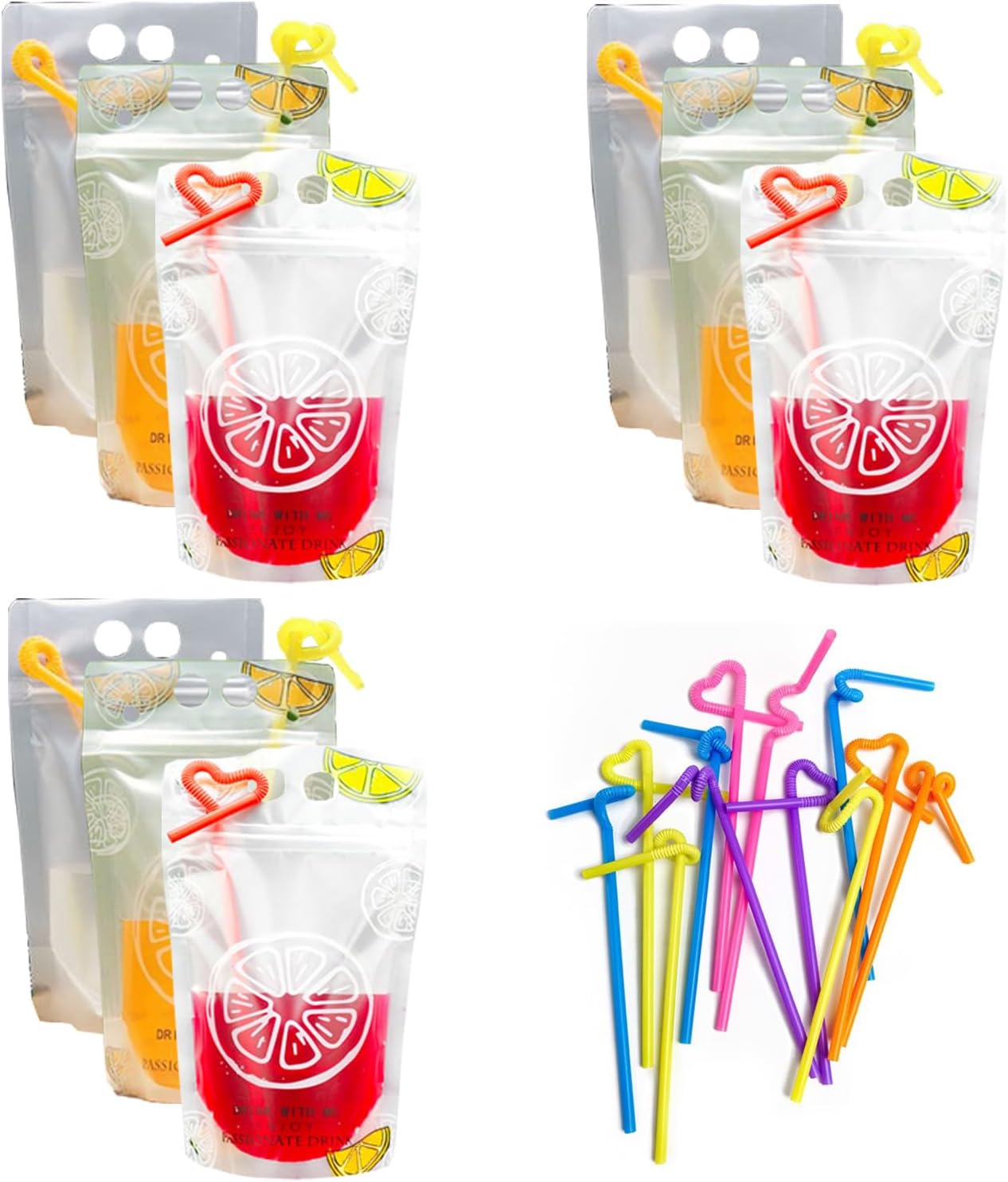 20 Pcs Reusable Drink Pouches-Drinks Pouches for Festivals-20 Drink ...