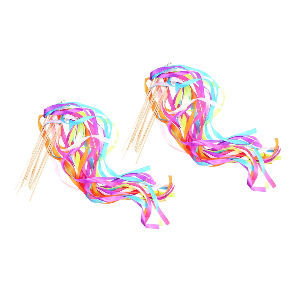 20 Pcs Ribbon Stick Wedding Send off Party Streamers Fairy Wands Decor ...