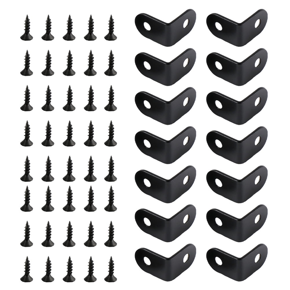 20 Pcs Right Angle Bracket Black Shelf Corner Braces Small L Brackets ...