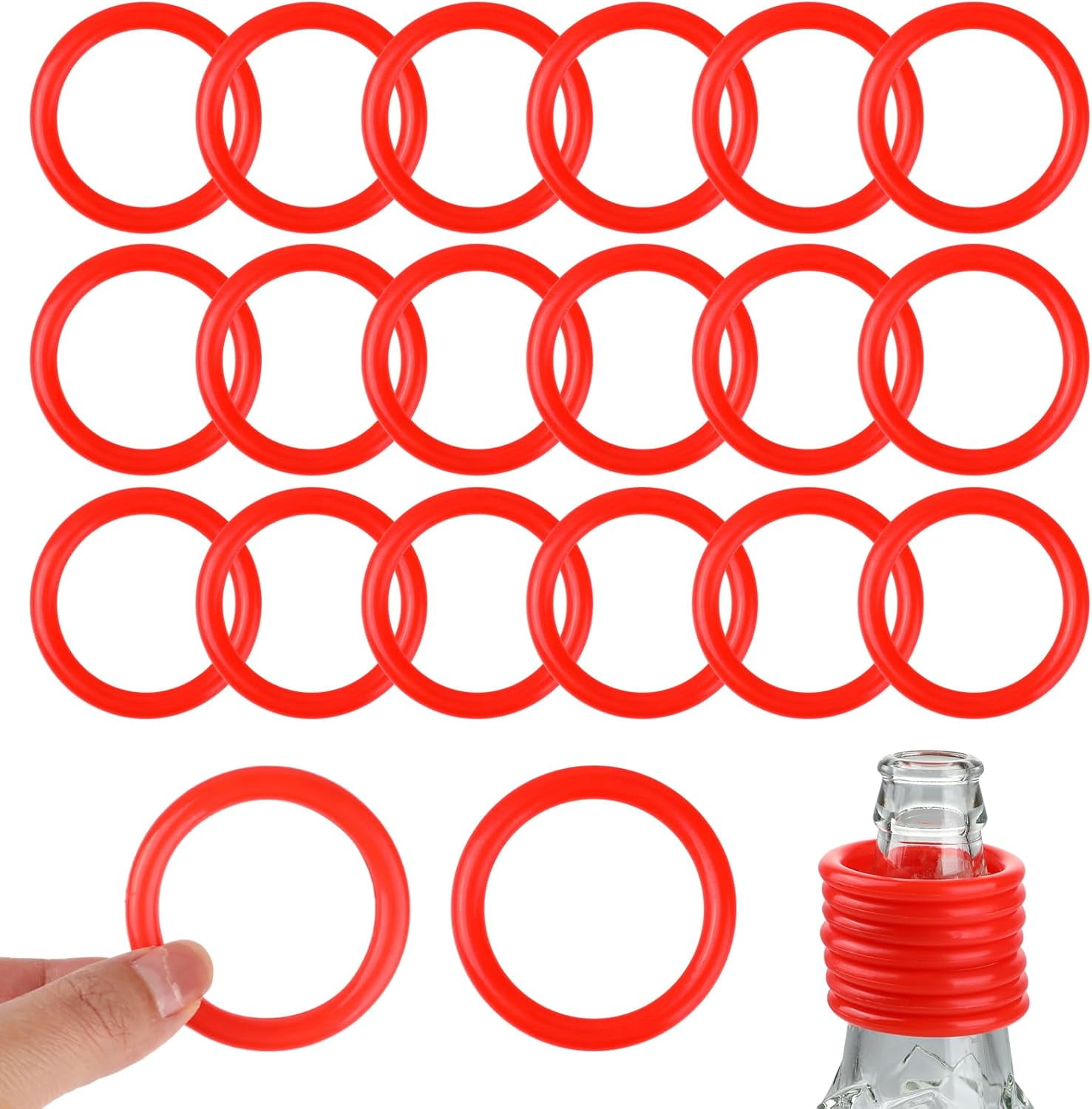 20 Pcs Ring Toss Rings for Bottles Red Plastic Rings for Ring Toss ...