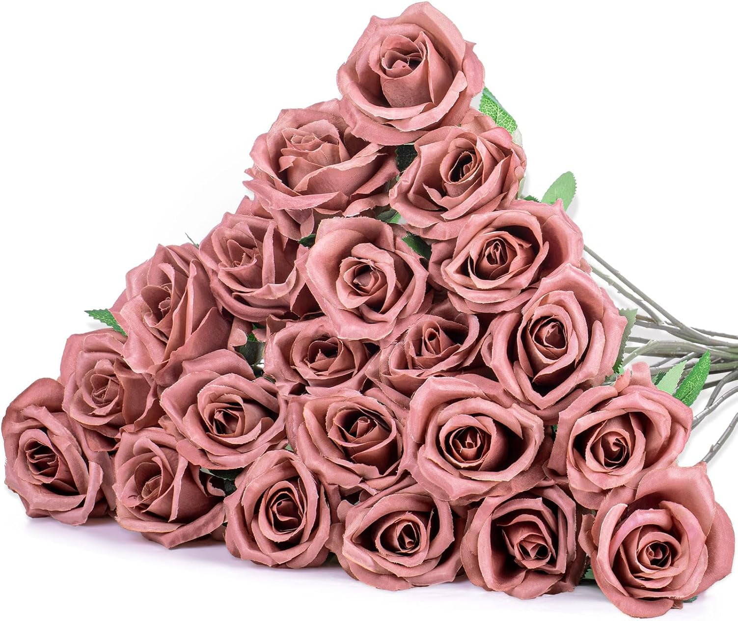 20 Pcs Rose Artificial Flowers with Long Stem Realistic Silk Roses Bulk ...