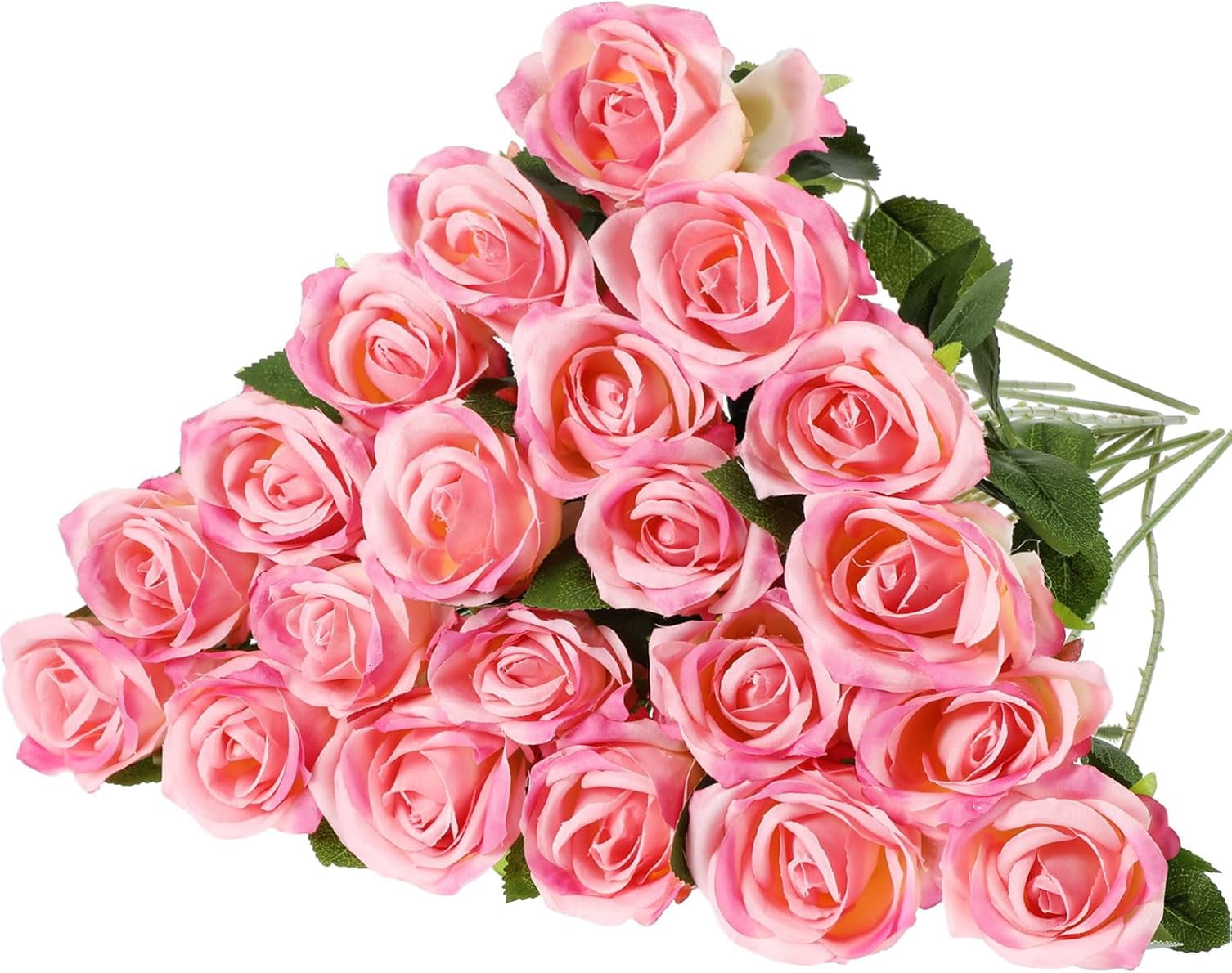 20 Pcs Rose Artificial Flowers with Long Stem Realistic Silk Roses Bulk ...