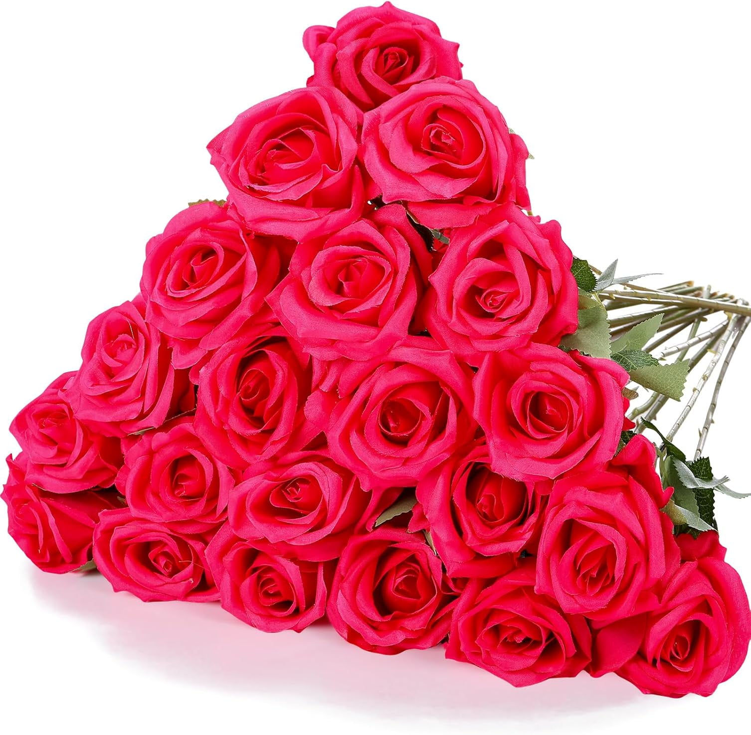 20 Pcs Rose Artificial Flowers with Long Stem Realistic Silk Roses Bulk ...