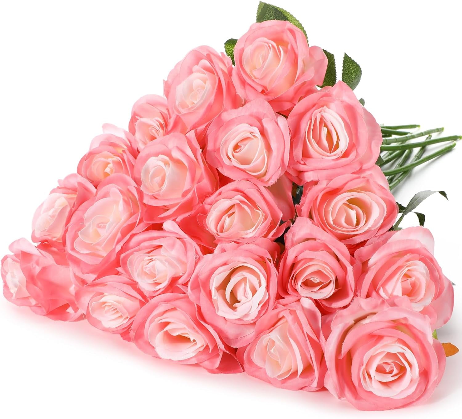 20 Pcs Rose Artificial Flowers with Long Stem Realistic Silk Roses Bulk ...