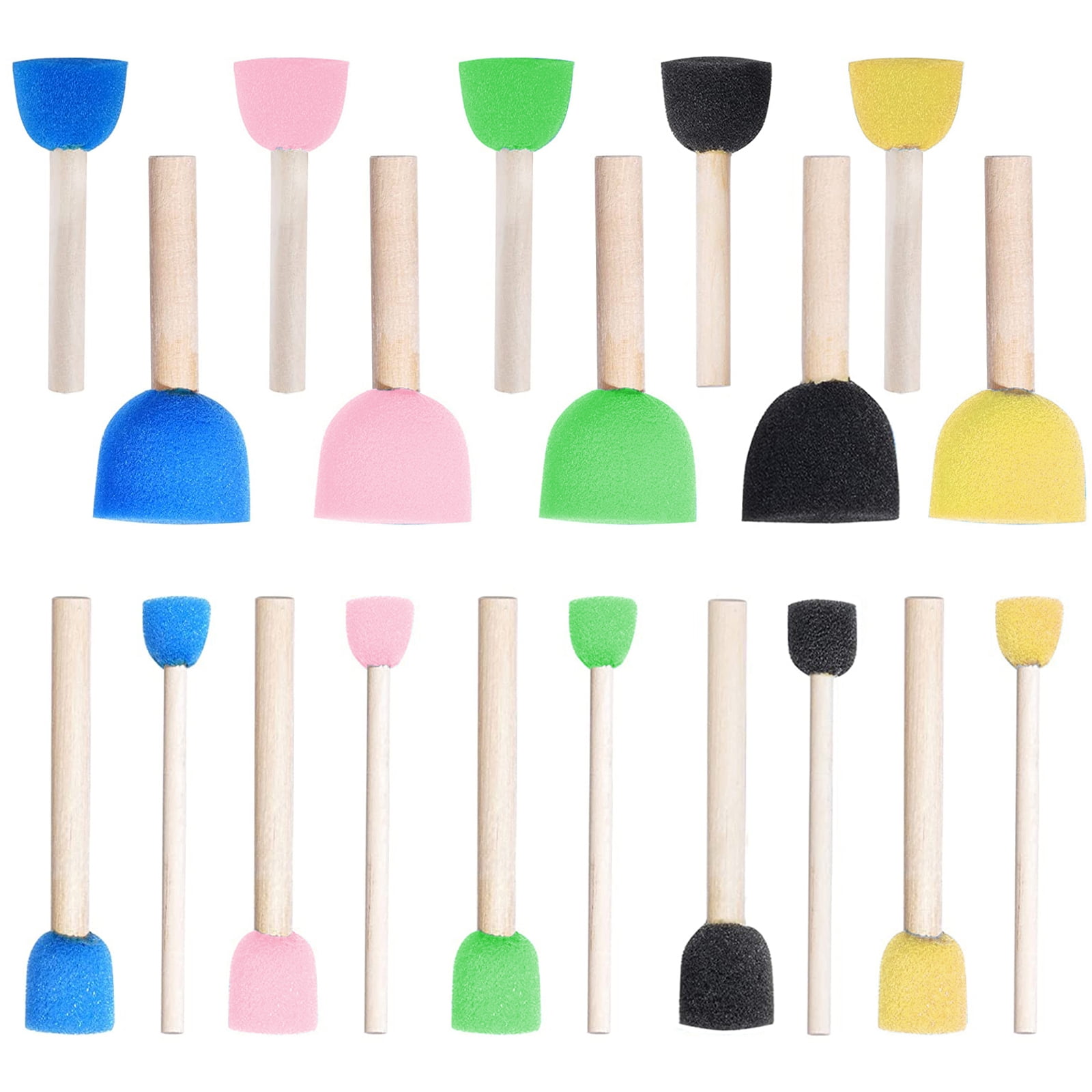 20 Pcs Round Painting Sponge WAFJAMF DIY Drawing Craft Brushes Wood ...