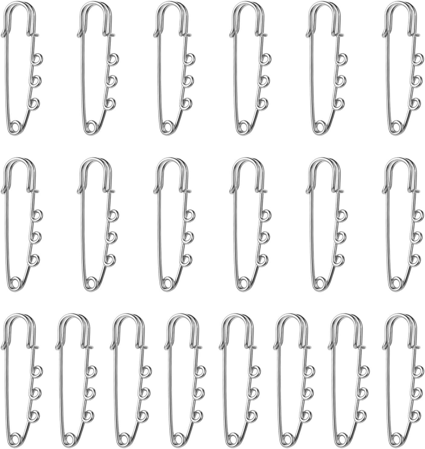 20 Pcs Safety Pins Heavy Duty with 3 Loops 2'' Metal Brooch Pin Kilt Pins Brooch Pins for Crafts ...