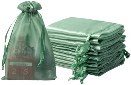 20 Pcs Sage Green Small Organza Bags 6X9 inch for Wedding Favors with ...