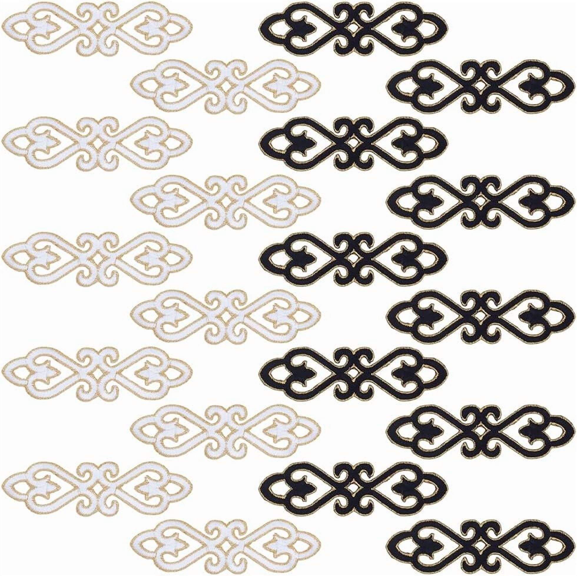 20 Pcs Scroll Trim Embroidered Applique Black White Hollow Trim Iron on ...