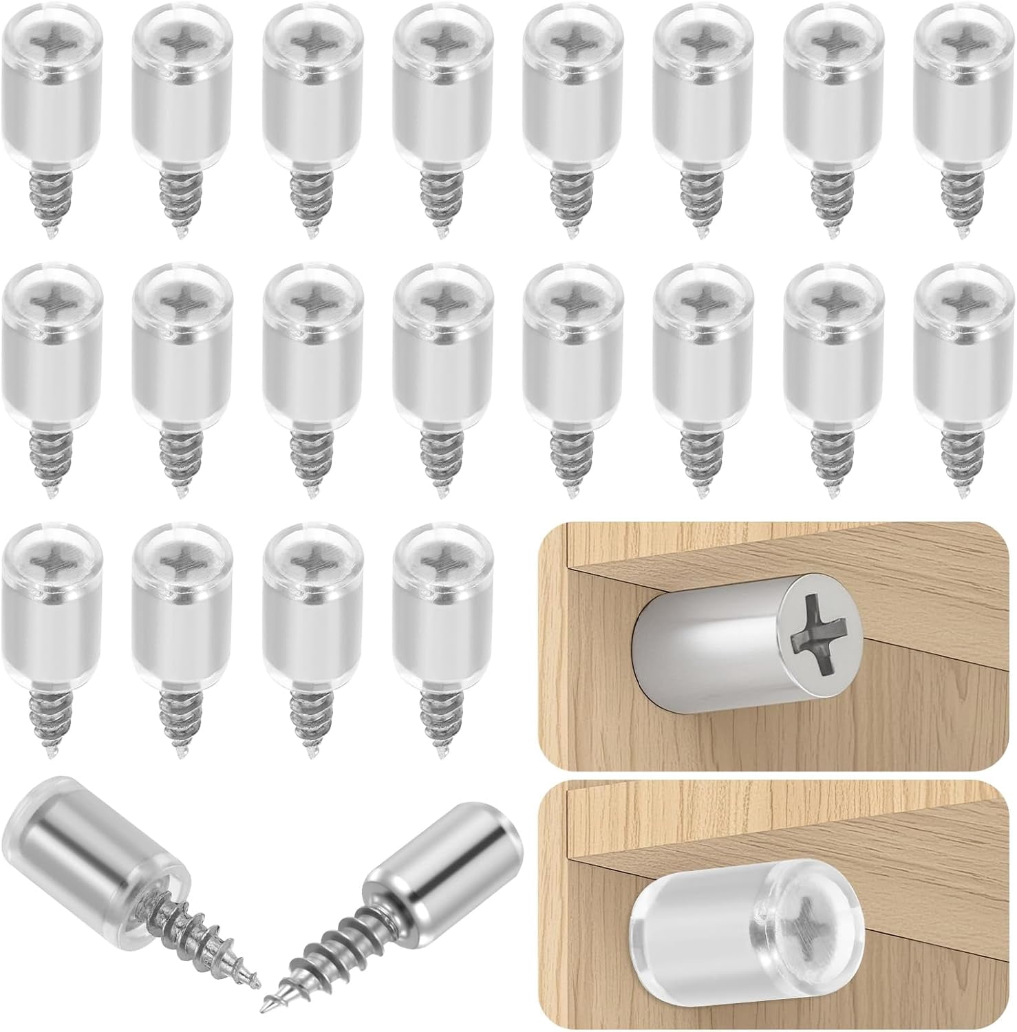 20 Pcs Self Tapping Screws, Shelfs Support Pins with Non-Slip Sleeves ...