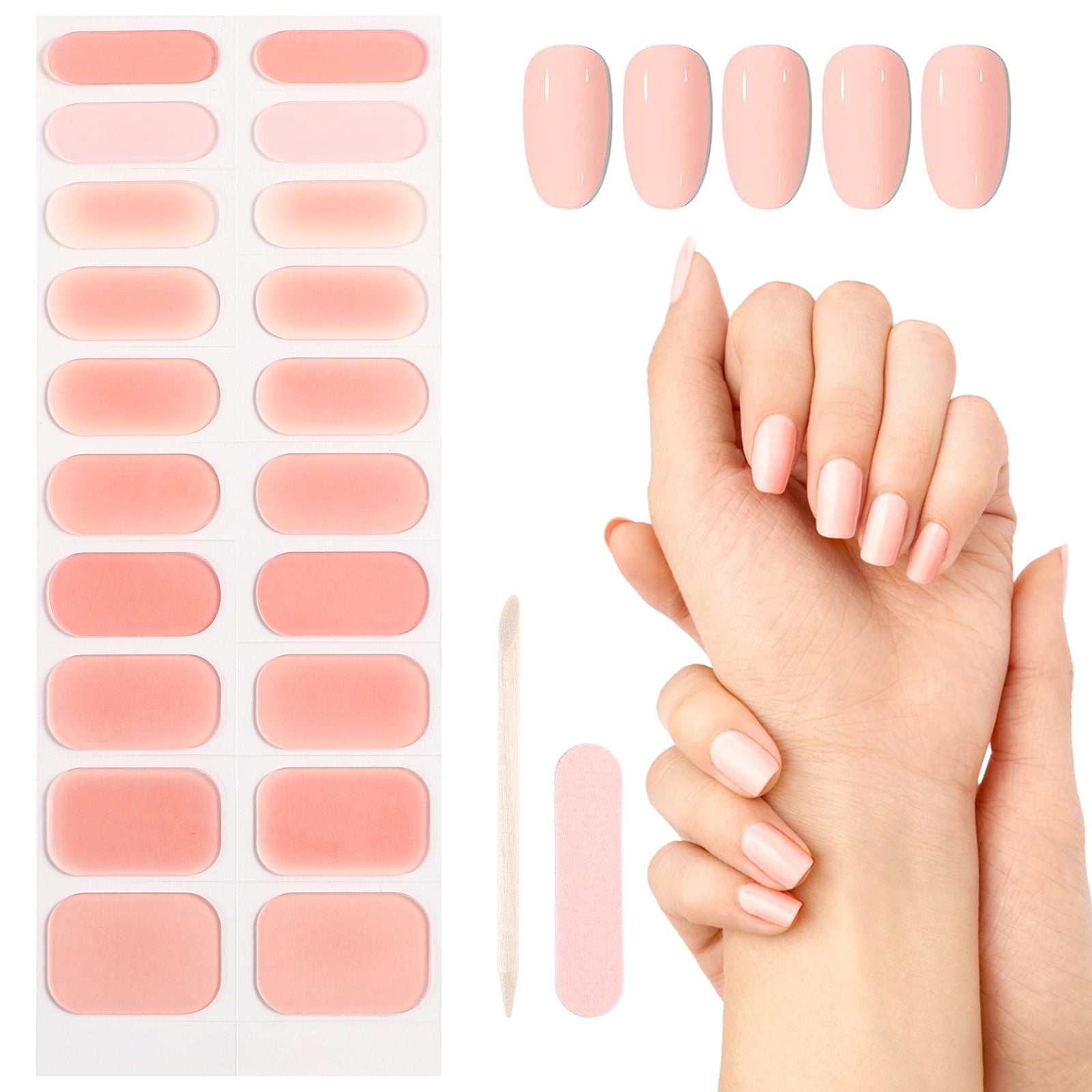 20 Pcs Semi Cured Gel Nail Strips Gel Nail Sticker Gel Cured Nail ...